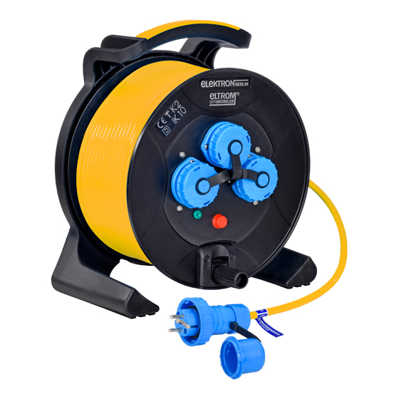 Leitungsroller ELTROM2 230 V, ELEKTRON. 50 m ELPUR -Leitung gelb mit ...