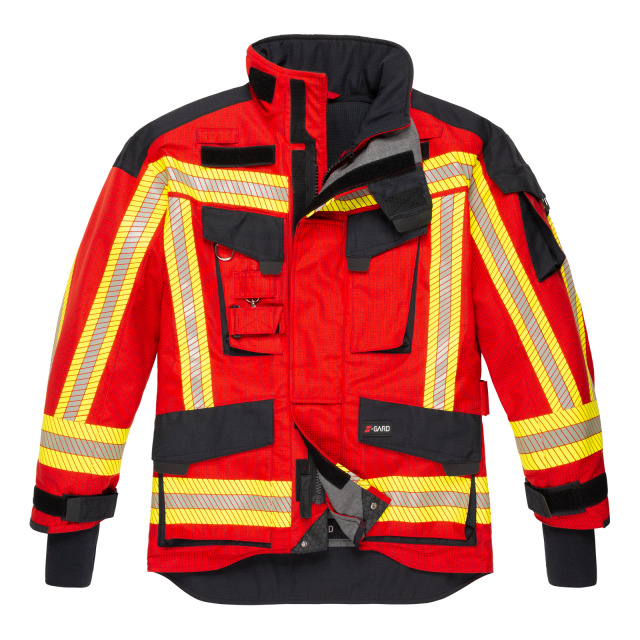 Überjacke S-GARD SWISSGARD 2.0, DIN EN 469, X2Y2Z2 , Nomex RSK, DTS-System, rot/schwarzblau ...